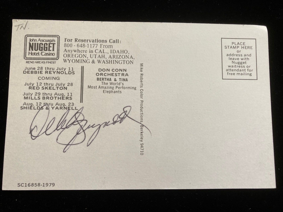 1970s DEBBIE REYNOLDS & LONNIE SHORR THE NUGGET, RENO, NV. VTG POSTCARD ...