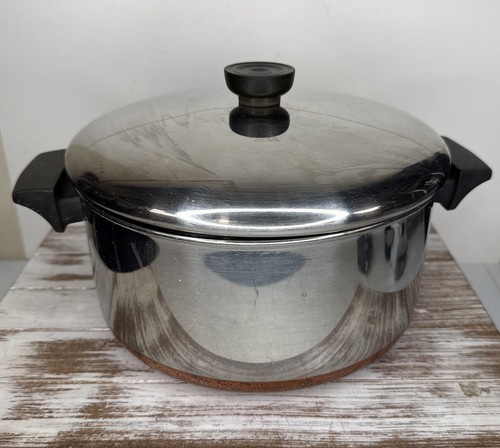 Revere Ware 4 1/2 Qt Stainless Steel Copper Clad Bottom Stock Pot w ...