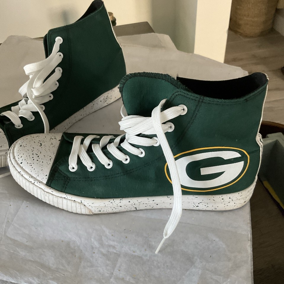 FOCO Green Bay Packers Men's High Top Big Logo Canvas Sneaker Shoes ...