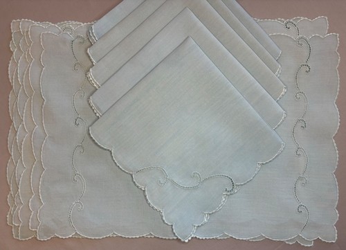 Vintage Marghab “Simplicity” Blue Linen 6 Placemats/5 Napkins - 11 pc ...