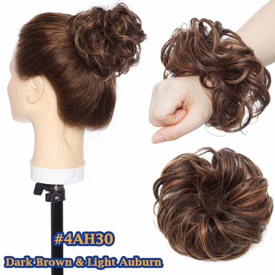 Thick Messy Rose Bun Curly Scrunchie Hair Extensions Natural Updo ...