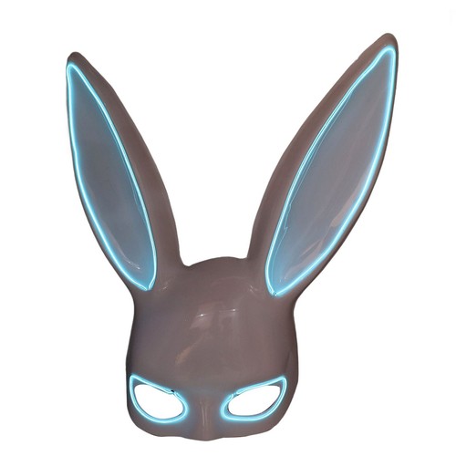 Rabbit Masquerade Mask Cute Plastic White With EL Cold Light Half Face ...