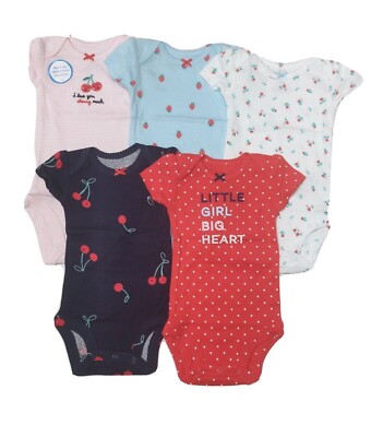 New Carter's Baby Girls Set of 5 Cherries Original Bodysuits 3M | eBay