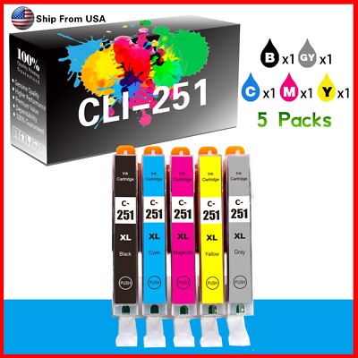 5PK CLI251XL Ink Cartridge CLI-251XL 251XL for PIXMA iP8720 Printer | eBay