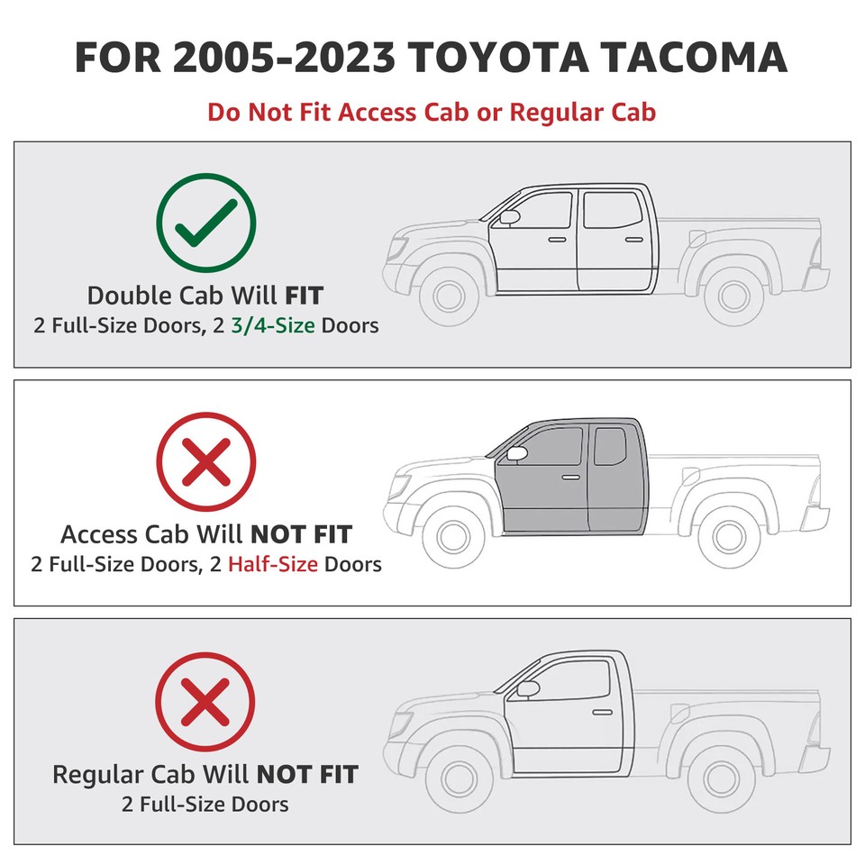 Fit For 2005-2023 Toyota Tacoma Double Cab Top Roof Rack Cross Side ...