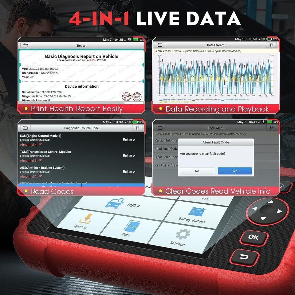 2025 LAUNCH CRP123X OBD2 Scanner Engine ABS SRS Code Reader Car ...