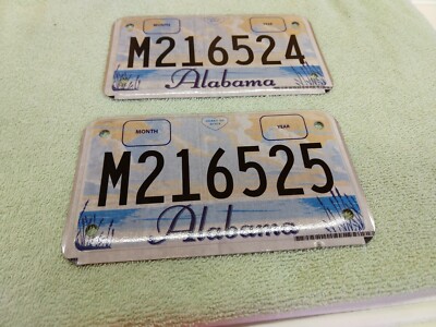 2015 Alabama Motorcycle License Plates Lot (M216524,M216525) | eBay