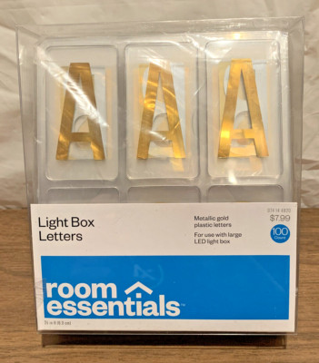 Room Essentials LED Light Box Letters Metallic Gold Plastic Letters 100 ...