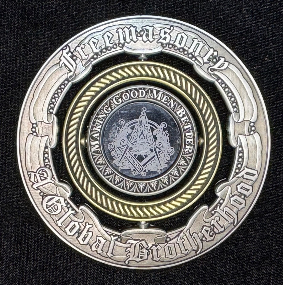 Transparent center Freemason/Masonic double axis spinner challenge coin ...