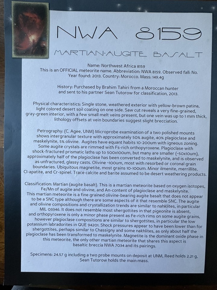 Martian Subtypes! Zagami, NWA 8159, NWA 2737, NWA 7034, Hassi Messaoud ...