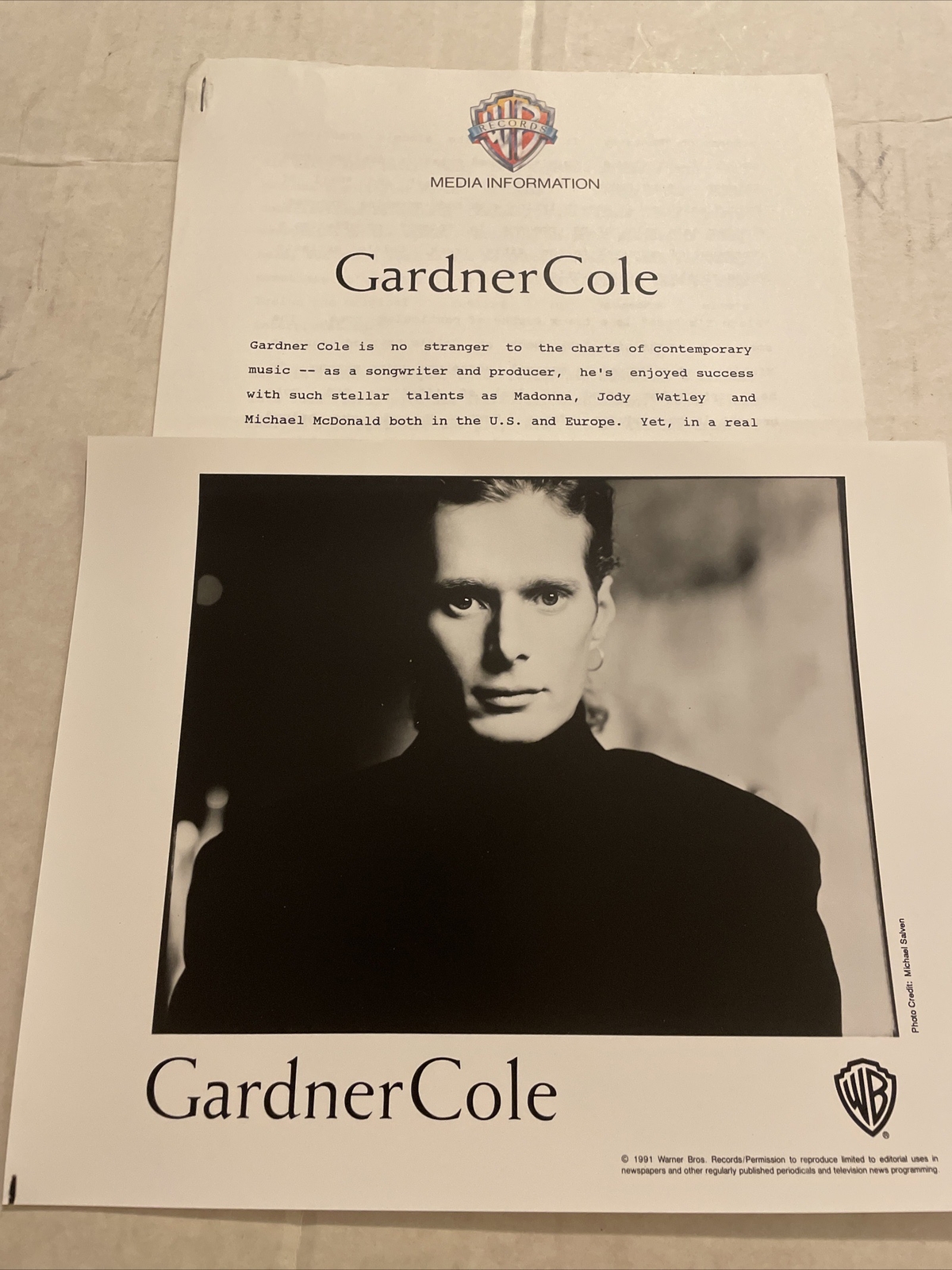 1991 Press 8x10 Photo Entertainer Gardner Cole Promotional Rare | eBay