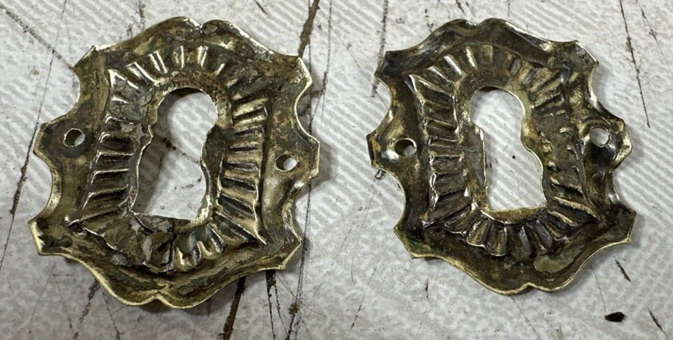 Keyhole Cover Victorian Stamped Brass Key Hole Cover Antique Escutcheon ...