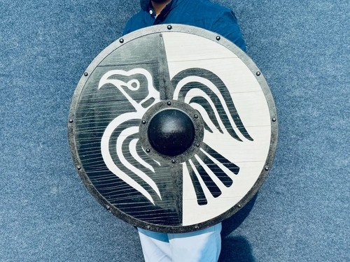 Eivor Valhalla Raven Shield Fenrir Red Wolf Battleworn Viking Shields ...