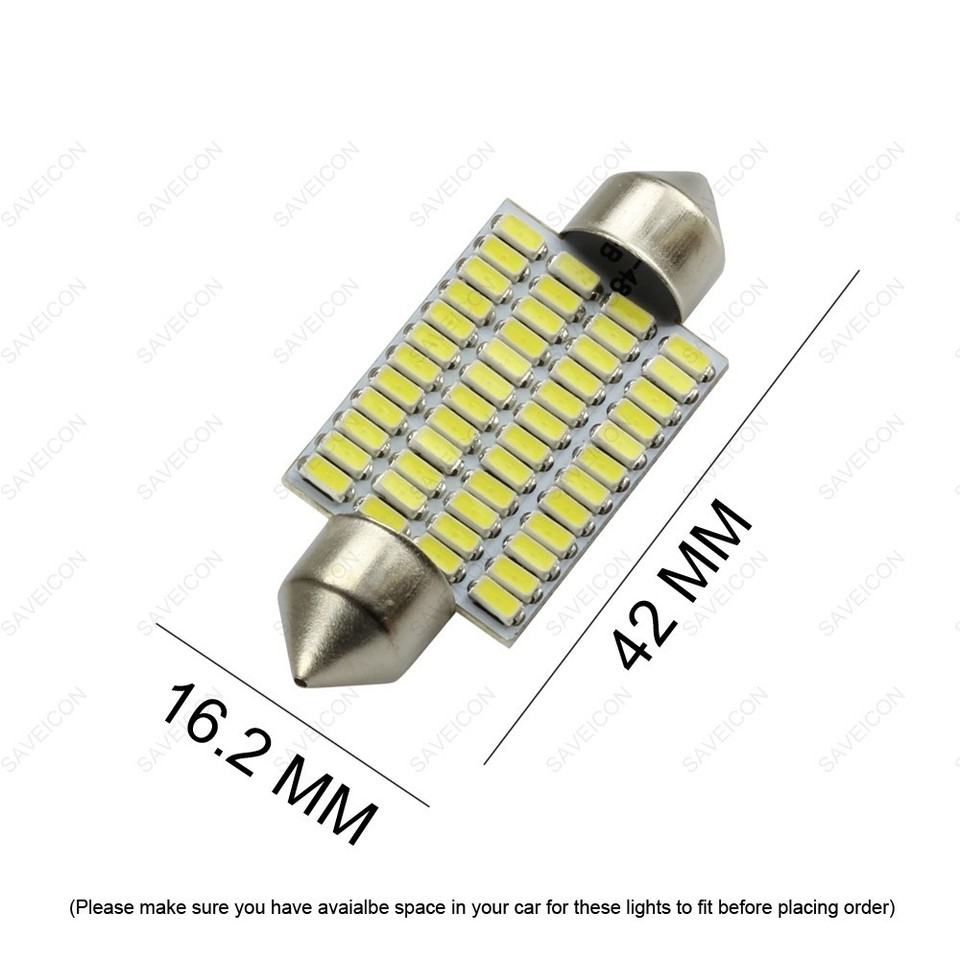 4 X Super White 42mm 48SMD 3014 Festoon Dome Map LED Light 578 211-2 ...