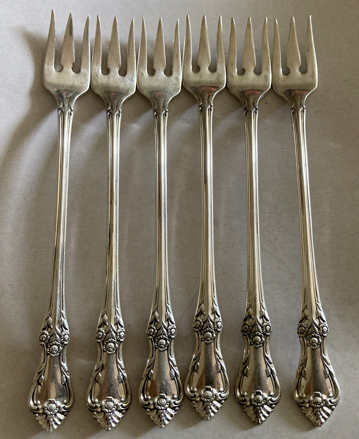 Set of 6 Oneida Afterglow sterling silver Cocktail Seafood Forks NO MONO | eBay