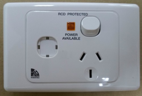 Clipsal Medilec 2000 Series Single Powerpoint Horizontal RCD Labelled ...