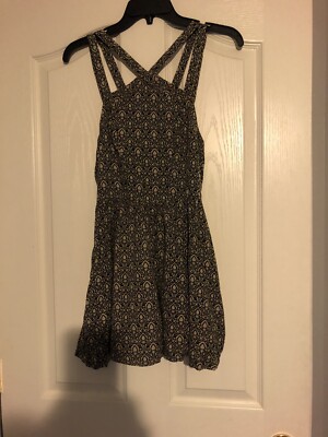 Ecote Women Black Taupe Romper Zipper Back Sz 0 | eBay