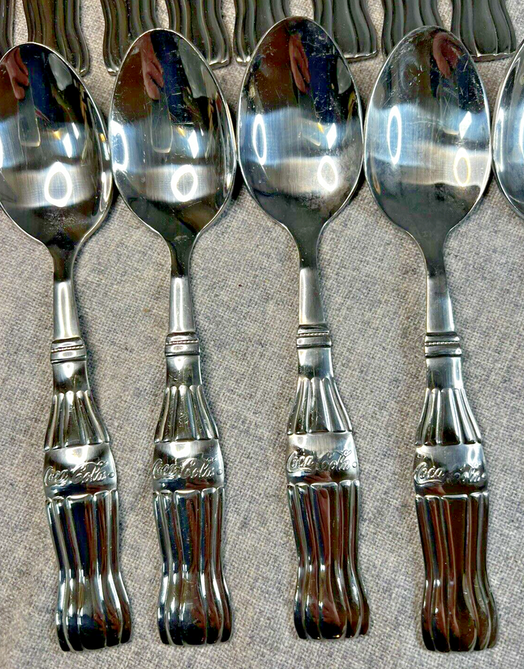 24 Pc Lot Gibson Coca-Cola Stainless Soup Spoons and Knives, Coke ...