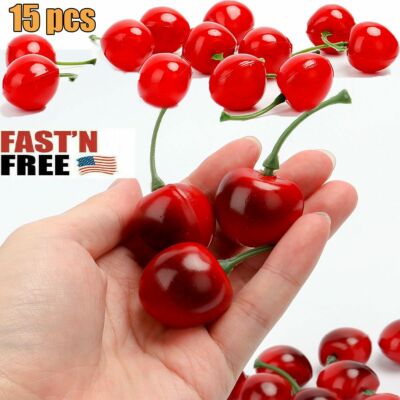15pcs Artificial Fake Cherry Faux Fruit Home Kitchen Party Wedding ...