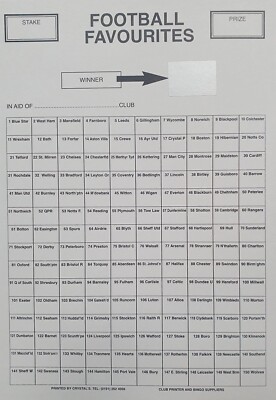 X1 A4 FOOTBALL SCRATCH CARD WITH 150 TEAMS - GREAT FOR FUNDRAISING ...