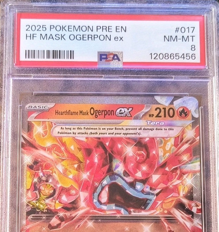 Hearthflame Mask Ogerpon EX Pokemon Card PSA 8 Prismatic Evolutions 017 ...