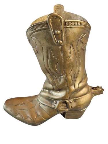 Large Vintage Brass Cowboy Boot With Spur Sculpture Western Statue ...