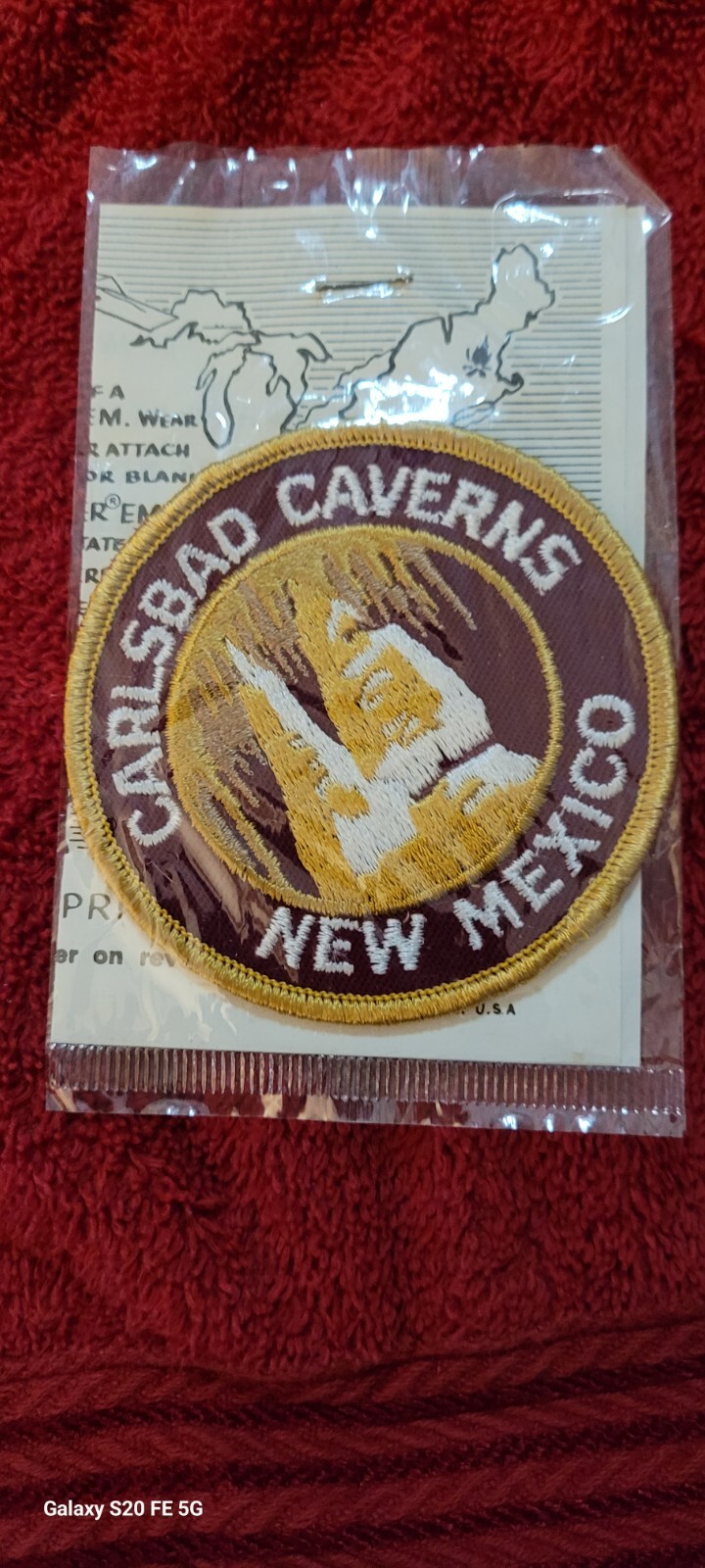 3 INCH PATCH UNSEWN CARLSBAD CAVERNS NEW MEXICO WITH DISCRIPTION PAPER ...