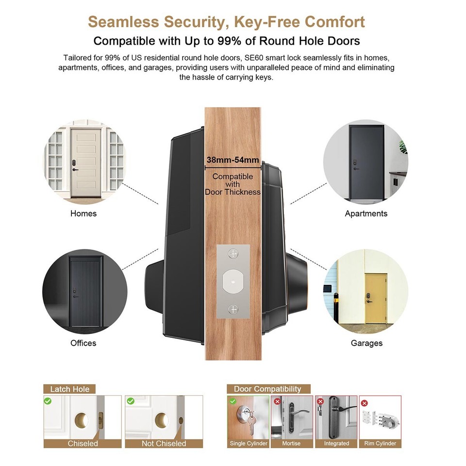 Blackview Smart Door Lock Set Fingerprint Keyless App Bluetooth Digital ...