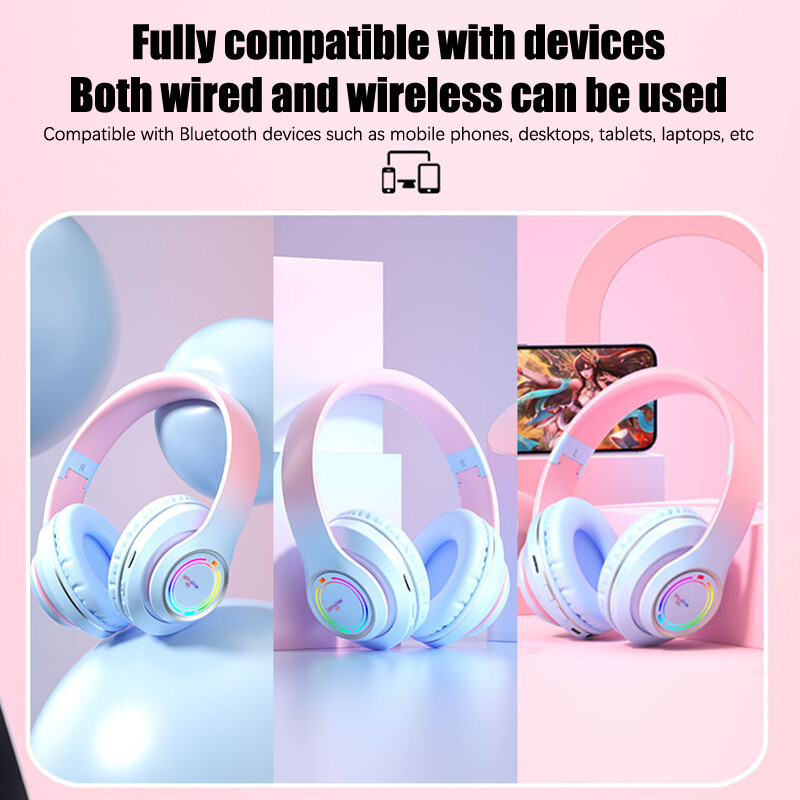 Wireless Bluetooth Headphones Children's Multi-color Light Headsets G D ...