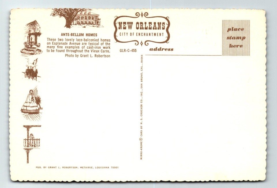 Postcard 4x6 LA Ante Bellum Homes Cast Iron Laced Balconies Vieux Carre ...