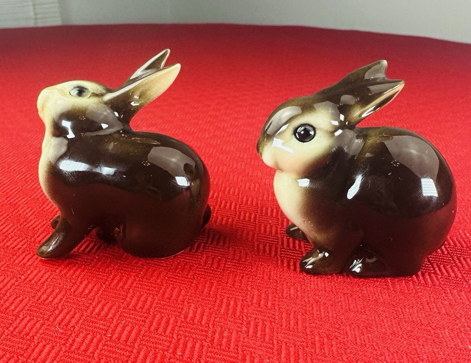 Goebel Brown Rabbit #296 #297 W Germany Bunny Porcelain Figurine RARE ...