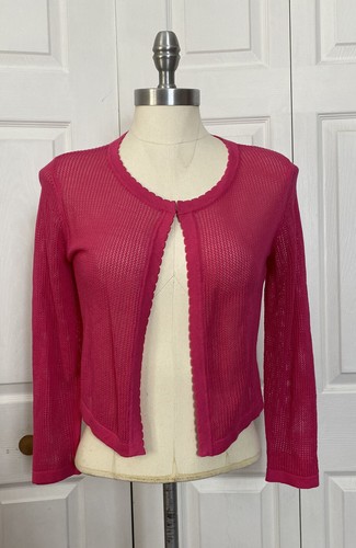 NWT Talbots Size XS Pink Pointelle Knit Cardigan Sweater Long Sleeves ...