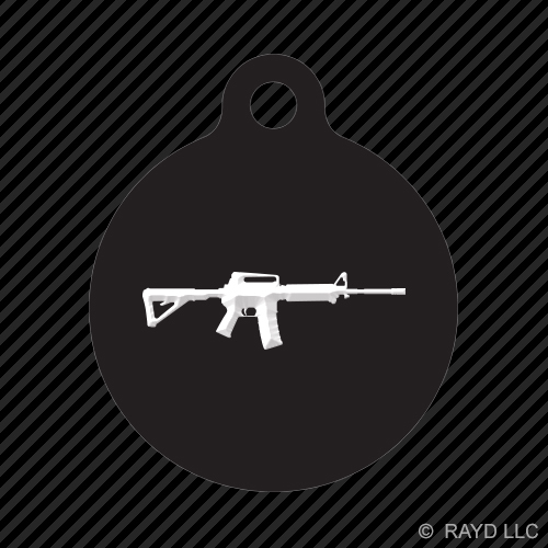 AR15 M16 Keychain Round with Tab dog engraved many colors ar-15 m-16 2a ...