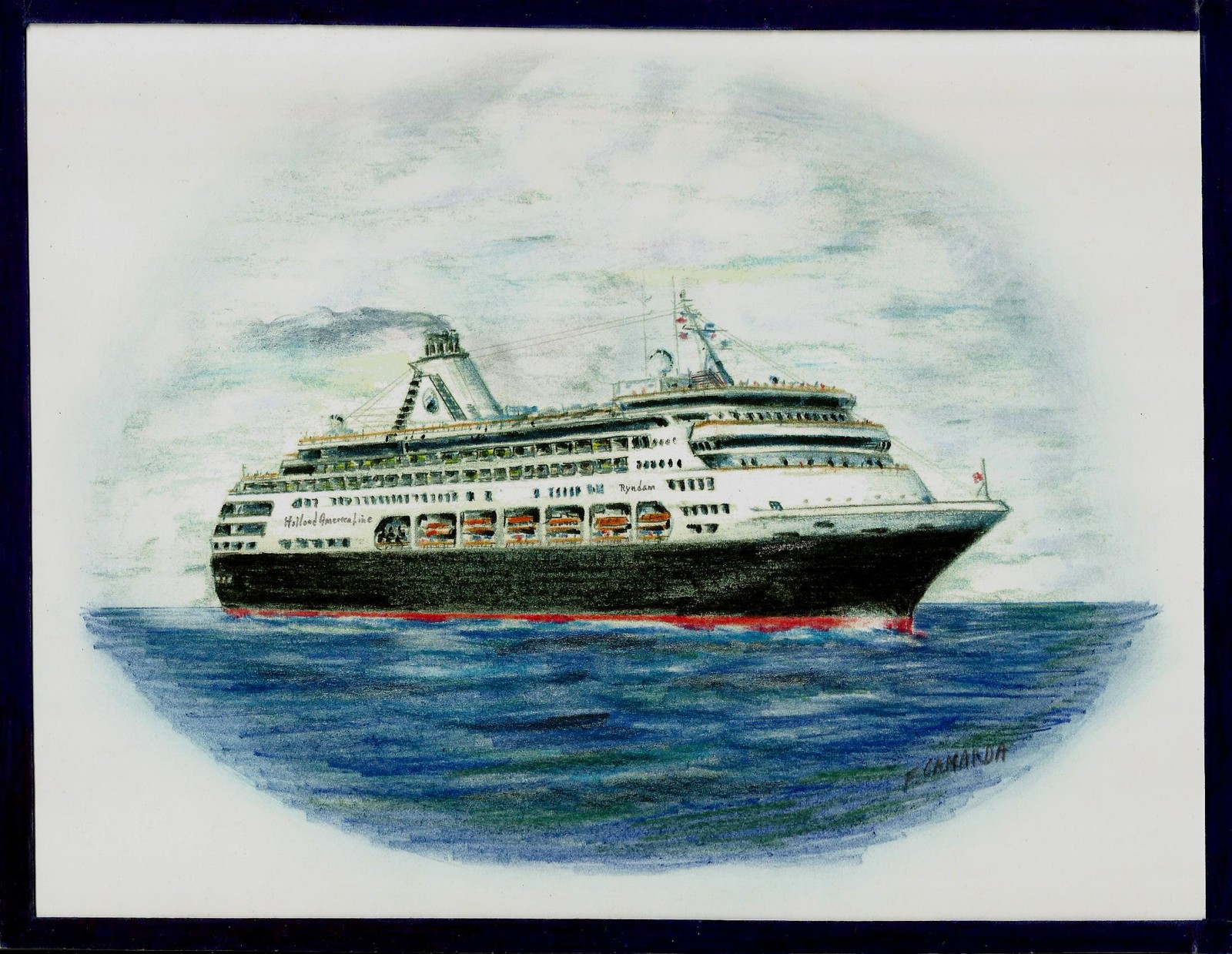 Original Art Work ... ms RYNDAM...cruise ship...HAL ...Starboard side ...
