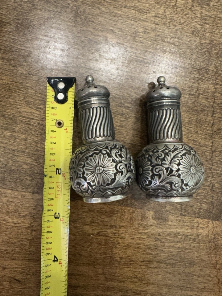 Vintage Sterling Silver Salt & Pepper Shakers , Lion Anchor G #0225 ...