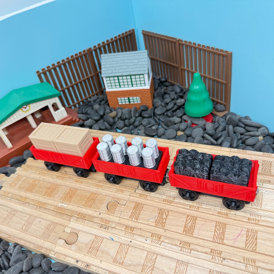Wooden Railway Compatible 3 Red Cargo Trains Custom Made for Thomas ...