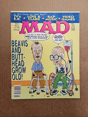 Mad Magazine June 1995 #336 Beavis and Butt-Head Grow Old Illustration ...