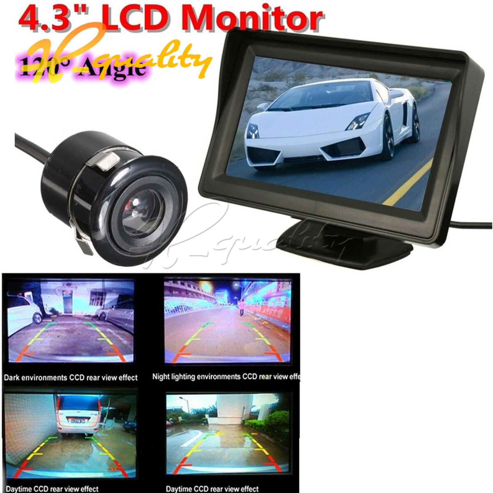 4.3'' Car Rear View LCD Monitor Kit + Night Vision Reverse Parking ...