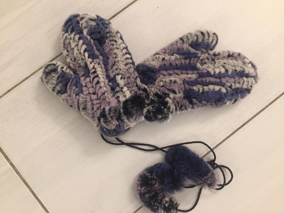 Real MIxed Colors Rex Rabbit Fur Winter Warm Gloves Mittens With ...
