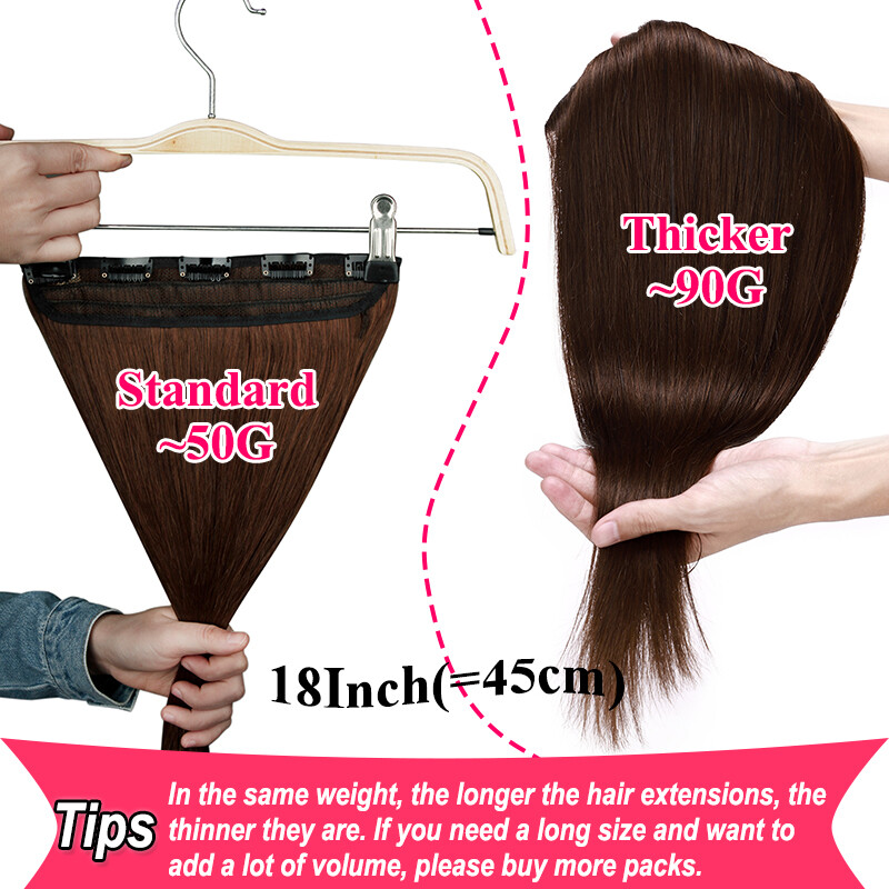 HIGHLIGHT One Piece Clip in Human Hair Extensions 3/4 Full Head Remy ...
