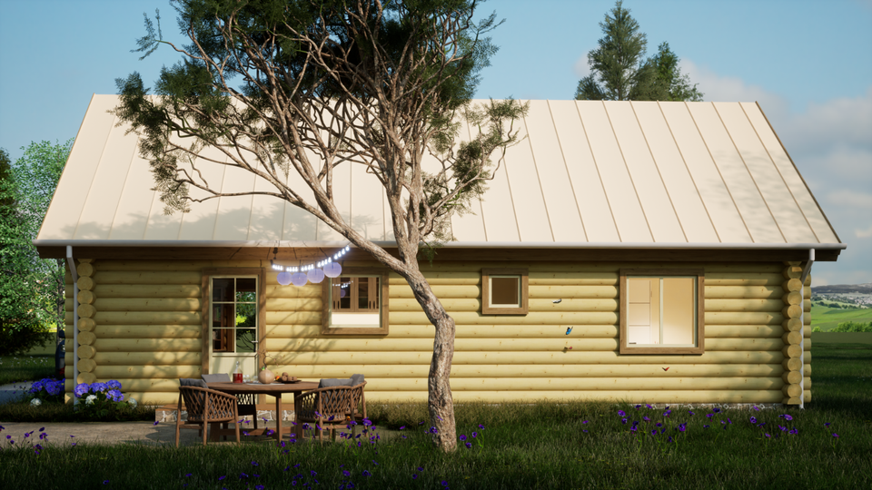 LOG CABIN HOME shell kit logs 1266 sq.ft 36' x 24' with loft and porch ...