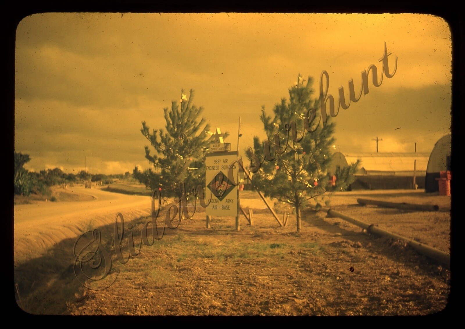 989th Squadron Sign Kadena Air Base Japan 35mm Slide 1940s Red Border ...