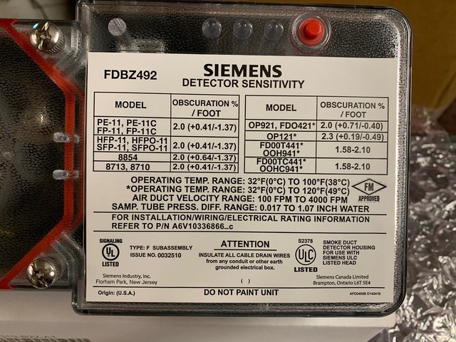 Siemens FDBZ492 Smoke Detectors - S54319-B22-A1 for sale online | eBay