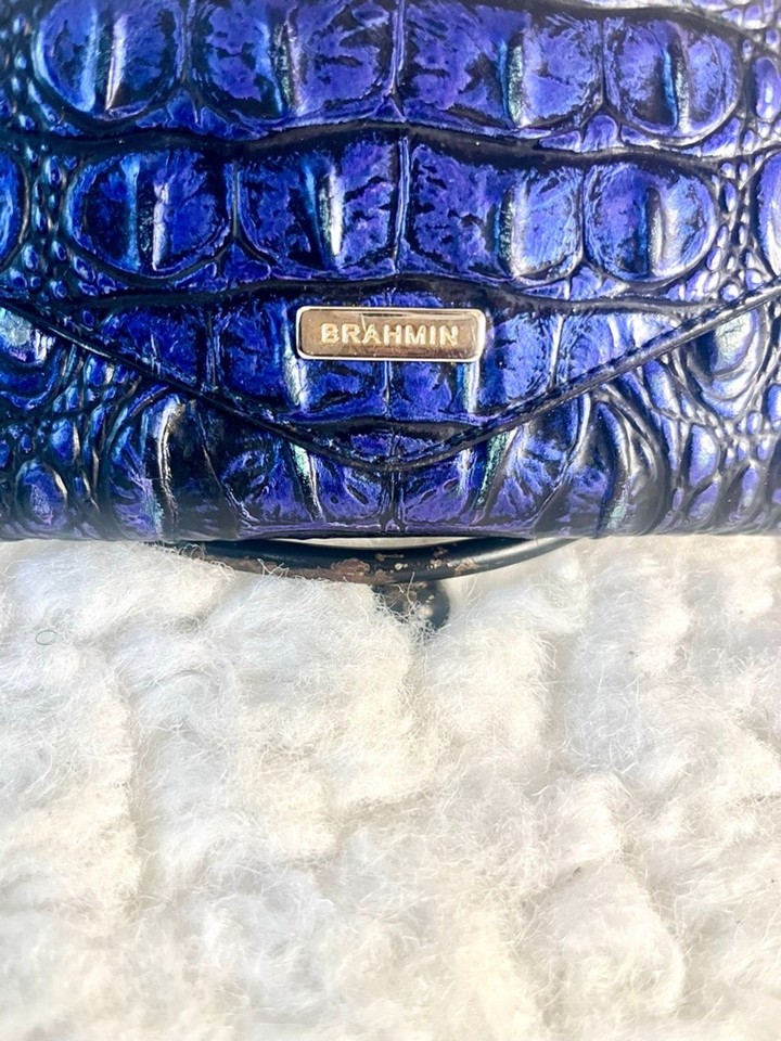 Brahmin Veronica envelope wallet in blue crocodile-embossed leather | eBay