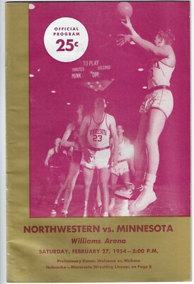 Minnesota Gopher Basketball Program Feb. 27, 1954, Dick Garmaker, Frank ...