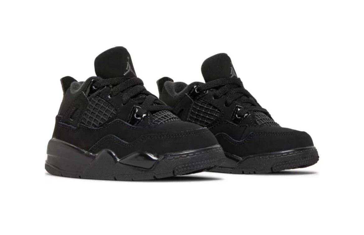 Nike Air Jordan 4 Retro TD 'Black Cat' Little Kids Size 7C