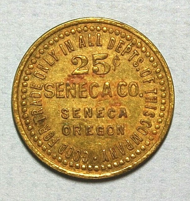Seneca Oregon Seneca Company Good for 25c Trade Brass 24mm Token | eBay