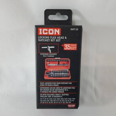 New ICON 35 Piece Locking Flex Head Ratchet & Bit Set Model RXFT-35 ...