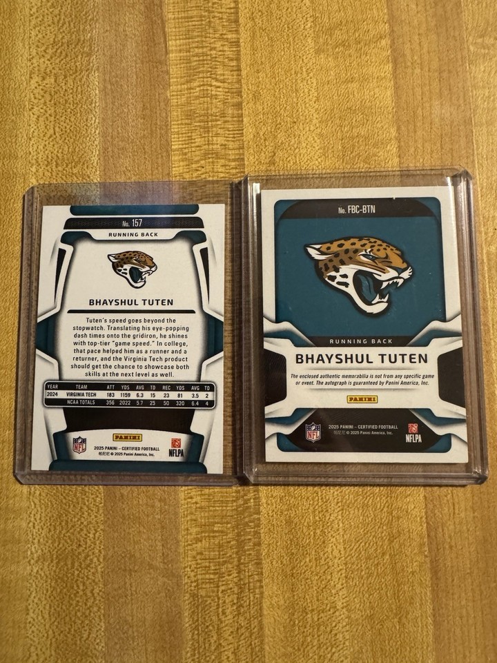 2025 Panini Certified Football Lot Bhayshul Tuten Jaguars Rookie Patch ...