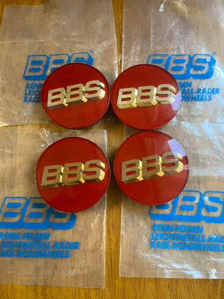 BBS Wheel Center Caps 70mm Genuine Emblem Red Gold 3D Logo P5624126 Set ...